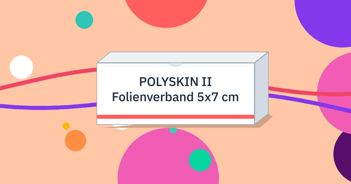 Symbolbild: Packung mit der Aufschrift POLYSKIN II Folienverband 5x7 cm (PZN 10145573) – Verfügbarkeit und Bezug in Apotheken in Frankfurt am Main