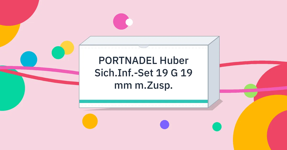 Symbolbild: Packung mit der Aufschrift PORTNADEL Huber Sich.Inf.-Set 19 G 19 mm m.Zusp. (PZN 16037206) – Verfügbarkeit und Bezug in Apotheken in Frankfurt am Main