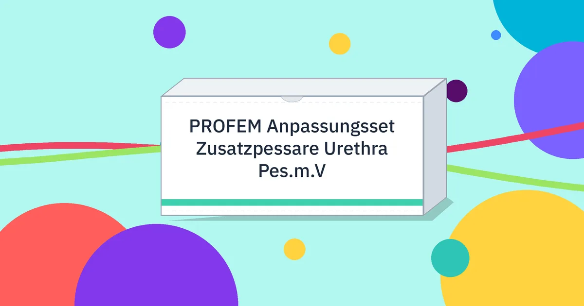 Symbolbild: Packung mit der Aufschrift PROFEM Anpassungsset Zusatzpessare Urethra Pes.m.V (PZN 20637685) – Verfügbarkeit und Bezug in Apotheken in Frankfurt am Main