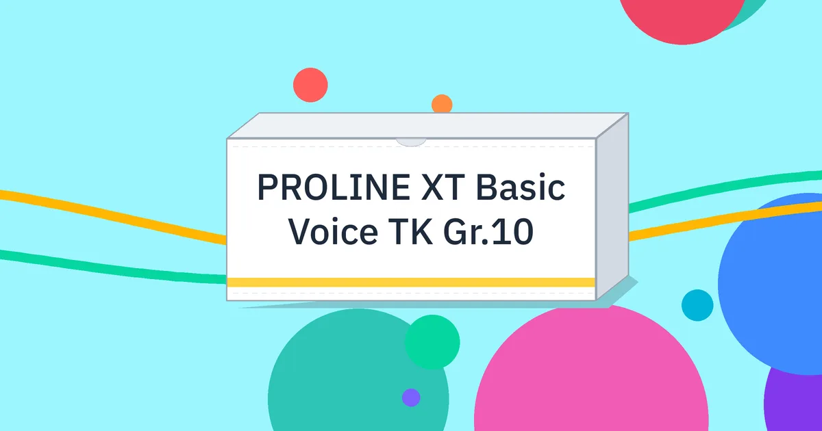 Symbolbild: Packung mit der Aufschrift PROLINE XT Basic Voice TK Gr.10 (PZN 17599981) – Verfügbarkeit und Bezug in Apotheken in Frankfurt am Main