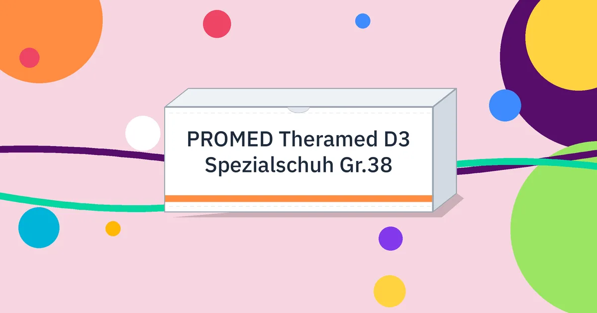 Symbolbild: Packung mit der Aufschrift PROMED Theramed D3 Spezialschuh Gr.38 (PZN 05482297) – Verfügbarkeit und Bezug in Apotheken in Frankfurt am Main