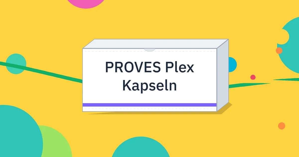 Symbolbild: Packung mit der Aufschrift PROVES Plex Kapseln (PZN 13566648) – Verfügbarkeit und Bezug in Apotheken in Frankfurt am Main