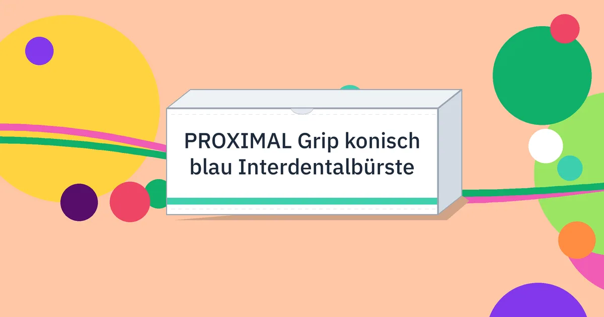Symbolbild: Packung mit der Aufschrift PROXIMAL Grip konisch blau Interdentalbürste (PZN 00195400) – Verfügbarkeit und Bezug in Apotheken in Frankfurt am Main