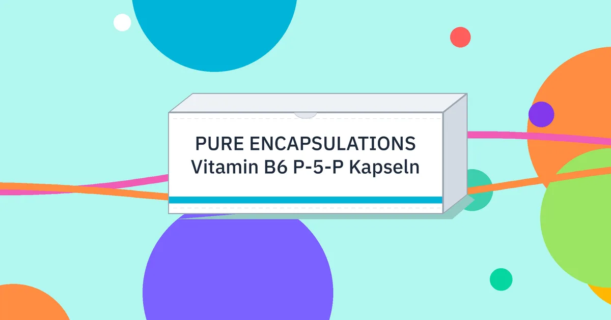 Symbolbild: Packung mit der Aufschrift PURE ENCAPSULATIONS Vitamin B6 P-5-P Kapseln (PZN 10918650) – Verfügbarkeit und Bezug in Apotheken in Frankfurt am Main