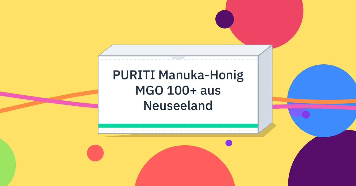 Symbolbild: Packung mit der Aufschrift PURITI Manuka-Honig MGO 100+ aus Neuseeland (PZN 15891677) – Verfügbarkeit und Bezug in Apotheken in Frankfurt am Main