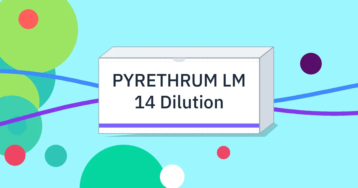 Symbolbild: Packung mit der Aufschrift PYRETHRUM LM 14 Dilution (PZN 13671807) – Verfügbarkeit und Bezug in Apotheken in Frankfurt am Main