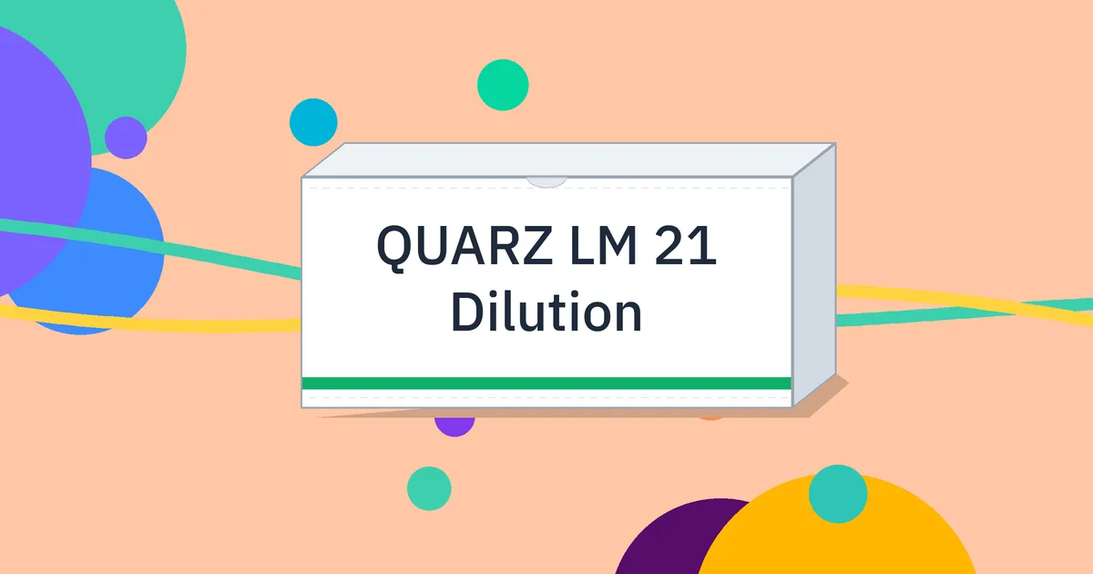 Symbolbild: Packung mit der Aufschrift QUARZ LM 21 Dilution (PZN 13045553) – Verfügbarkeit und Bezug in Apotheken in Frankfurt am Main