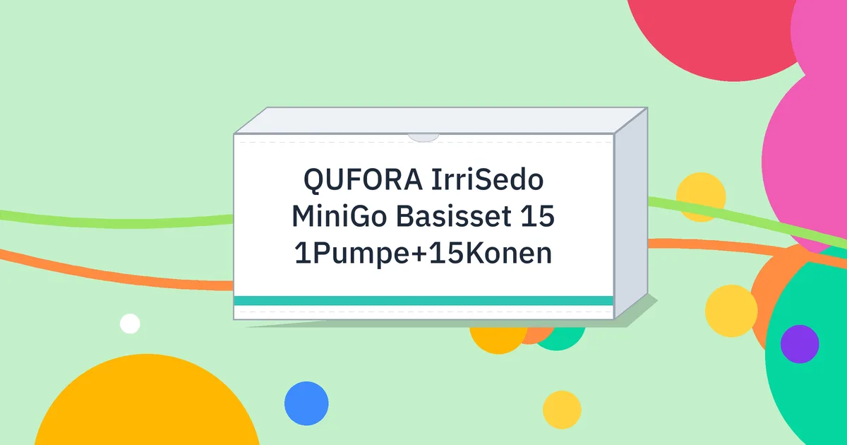 Symbolbild: Packung mit der Aufschrift QUFORA IrriSedo MiniGo Basisset 15 1Pumpe+15Konen (PZN 16840831) – Verfügbarkeit und Bezug in Apotheken in Frankfurt am Main