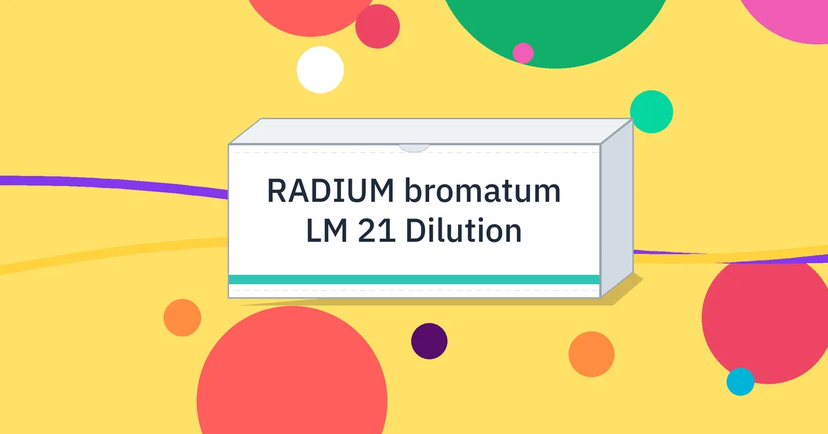 Symbolbild: Packung mit der Aufschrift RADIUM bromatum LM 21 Dilution (PZN 13045984) – Verfügbarkeit und Bezug in Apotheken in Frankfurt am Main