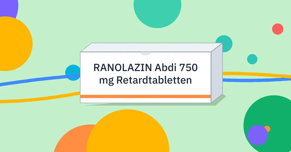Symbolbild: Packung mit der Aufschrift RANOLAZIN Abdi 750 mg Retardtabletten (PZN 19133100) – Verfügbarkeit und Bezug in Apotheken in Frankfurt am Main