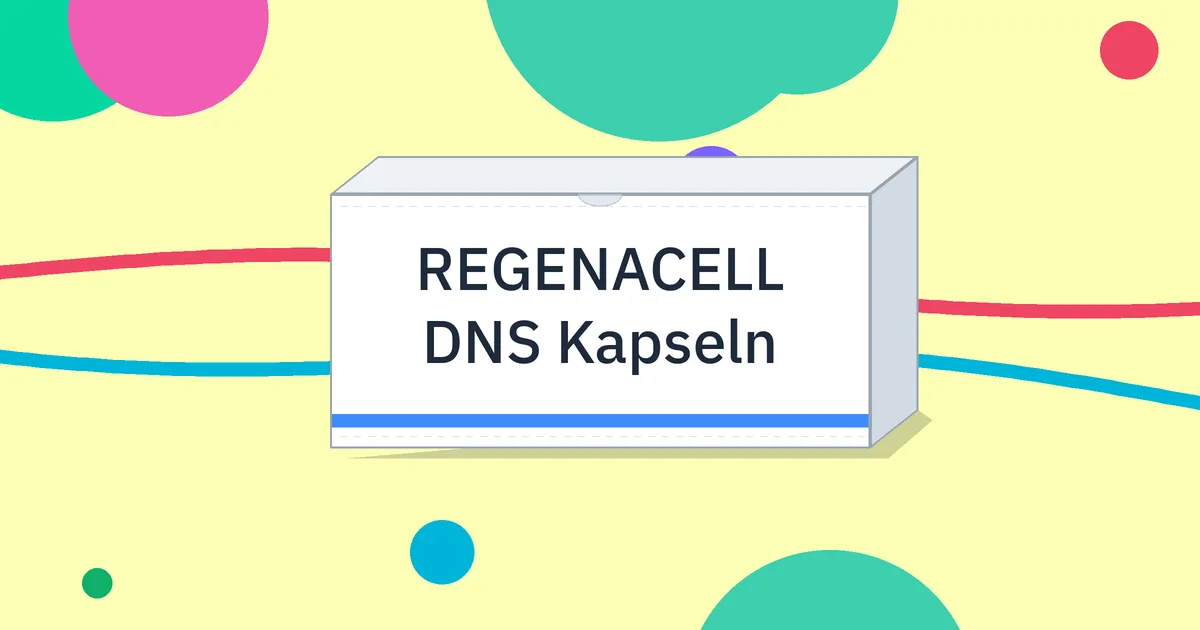 Symbolbild: Packung mit der Aufschrift REGENACELL DNS Kapseln (PZN 07576401) – Verfügbarkeit und Bezug in Apotheken in Frankfurt am Main