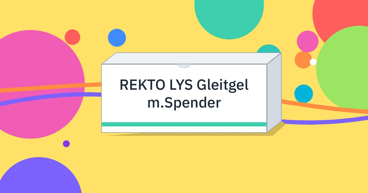 Symbolbild: Packung mit der Aufschrift REKTO LYS Gleitgel m.Spender (PZN 06495178) – Verfügbarkeit und Bezug in Apotheken in Frankfurt am Main