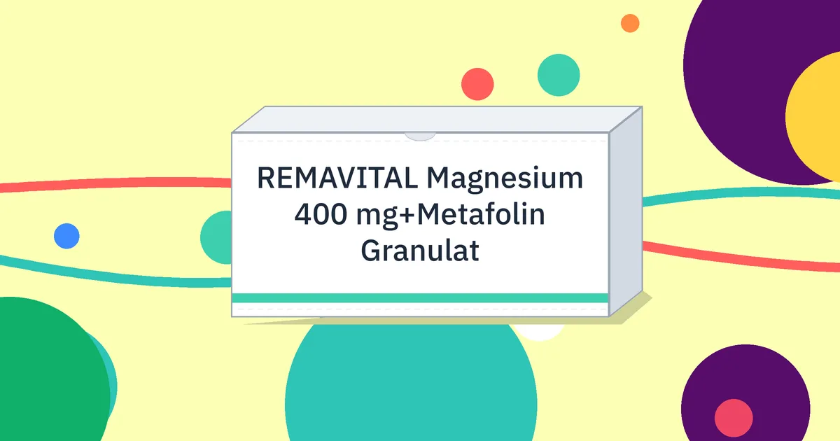 Symbolbild: Packung mit der Aufschrift REMAVITAL Magnesium 400 mg+Metafolin Granulat (PZN 14349077) – Verfügbarkeit und Bezug in Apotheken in Frankfurt am Main