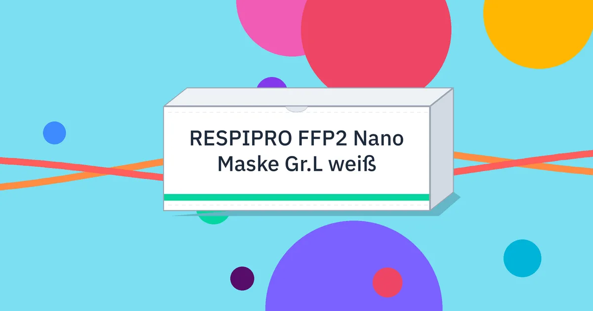 Symbolbild: Packung mit der Aufschrift RESPIPRO FFP2 Nano Maske Gr.L weiß (PZN 19167174) – Verfügbarkeit und Bezug in Apotheken in Frankfurt am Main
