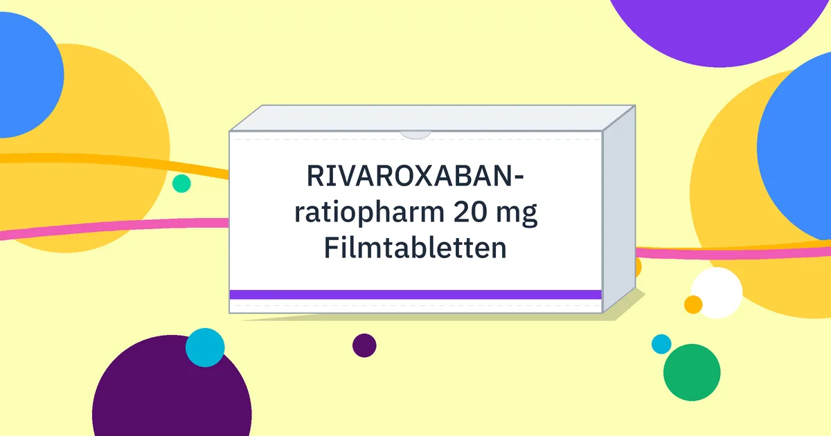 Symbolbild: Packung mit der Aufschrift RIVAROXABAN-ratiopharm 20 mg Filmtabletten (PZN 18826841) – Verfügbarkeit und Bezug in Apotheken in Frankfurt am Main