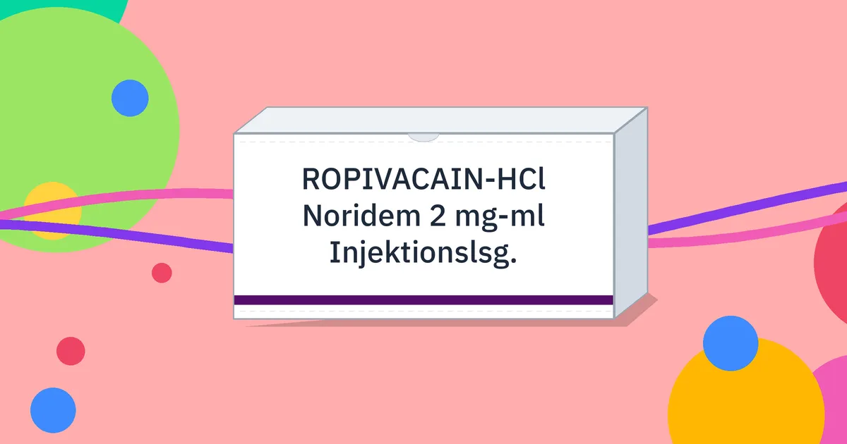 Symbolbild: Packung mit der Aufschrift ROPIVACAIN-HCl Noridem 2 mg-ml Injektionslsg. (PZN 16936821) – Verfügbarkeit und Bezug in Apotheken in Frankfurt am Main