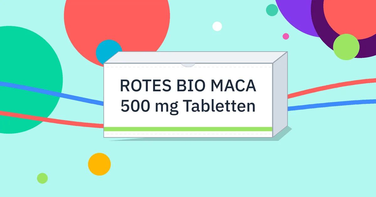 Symbolbild: Packung mit der Aufschrift ROTES BIO MACA 500 mg Tabletten (PZN 11073344) – Verfügbarkeit und Bezug in Apotheken in Frankfurt am Main