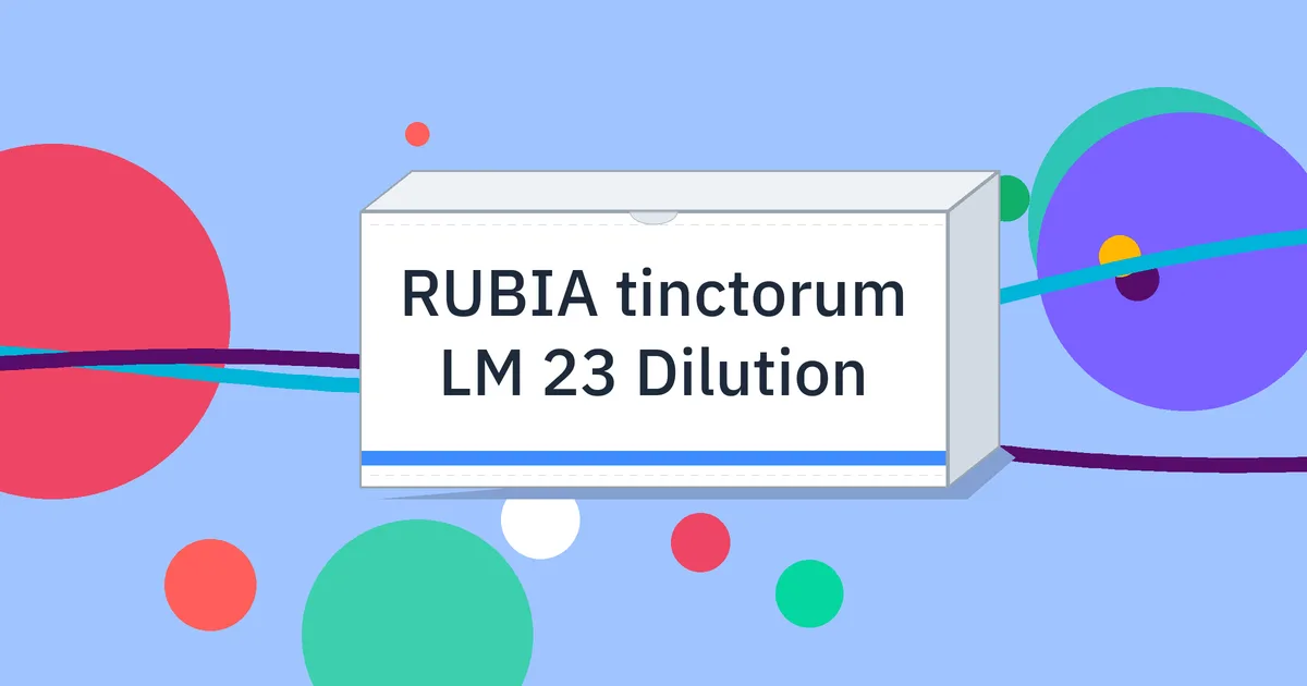 Symbolbild: Packung mit der Aufschrift RUBIA tinctorum LM 23 Dilution (PZN 13056887) – Verfügbarkeit und Bezug in Apotheken in Frankfurt am Main
