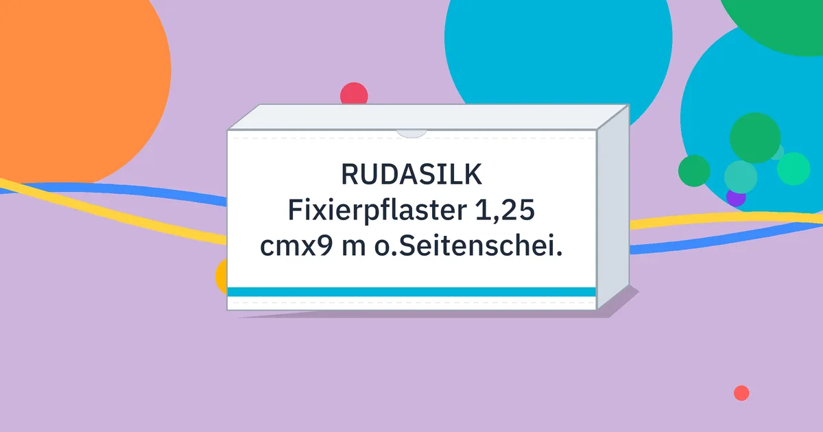 Symbolbild: Packung mit der Aufschrift RUDASILK Fixierpflaster 1,25 cmx9 m o.Seitenschei. (PZN 01437319) – Verfügbarkeit und Bezug in Apotheken in Frankfurt am Main