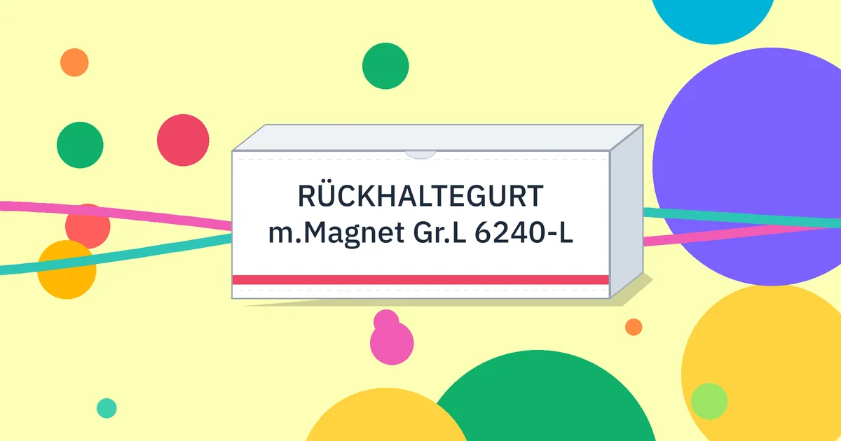 Symbolbild: Packung mit der Aufschrift RÜCKHALTEGURT m.Magnet Gr.L 6240-L (PZN 09169918) – Verfügbarkeit und Bezug in Apotheken in Frankfurt am Main