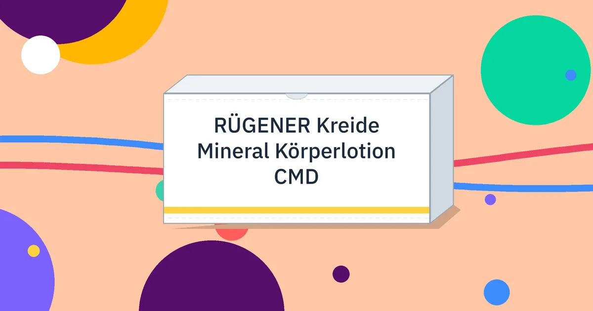 Symbolbild: Packung mit der Aufschrift RÜGENER Kreide Mineral Körperlotion CMD (PZN 09946598) – Verfügbarkeit und Bezug in Apotheken in Frankfurt am Main
