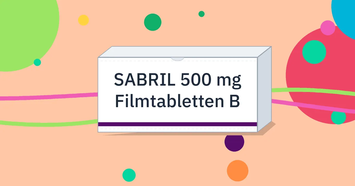 Symbolbild: Packung mit der Aufschrift SABRIL 500 mg Filmtabletten B (PZN 08544952) – Verfügbarkeit und Bezug in Apotheken in Frankfurt am Main