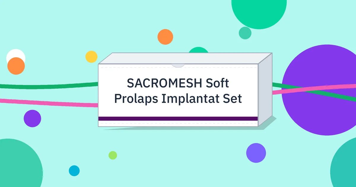 Symbolbild: Packung mit der Aufschrift SACROMESH Soft Prolaps Implantat Set (PZN 19277916) – Verfügbarkeit und Bezug in Apotheken in Frankfurt am Main