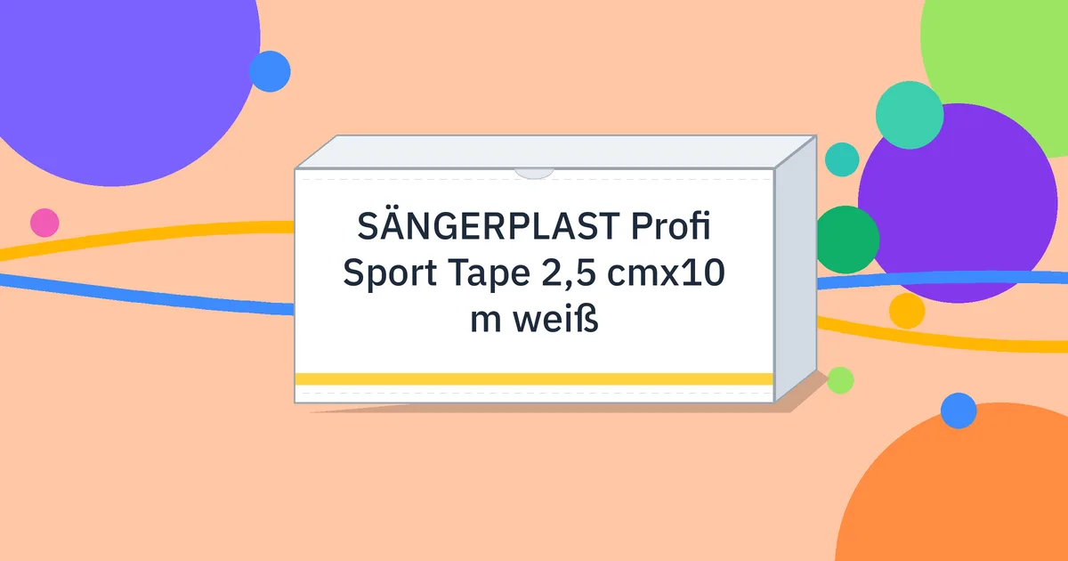Symbolbild: Packung mit der Aufschrift SÄNGERPLAST Profi Sport Tape 2,5 cmx10 m weiß (PZN 04534164) – Verfügbarkeit und Bezug in Apotheken in Frankfurt am Main