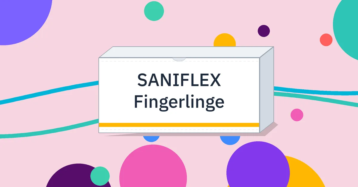 Symbolbild: Packung mit der Aufschrift SANIFLEX Fingerlinge (PZN 02023123) – Verfügbarkeit und Bezug in Apotheken in Frankfurt am Main