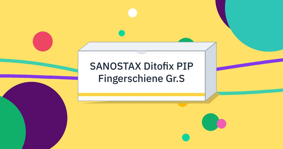 Symbolbild: Packung mit der Aufschrift SANOSTAX Ditofix PIP Fingerschiene Gr.S (PZN 11604770) – Verfügbarkeit und Bezug in Apotheken in Frankfurt am Main