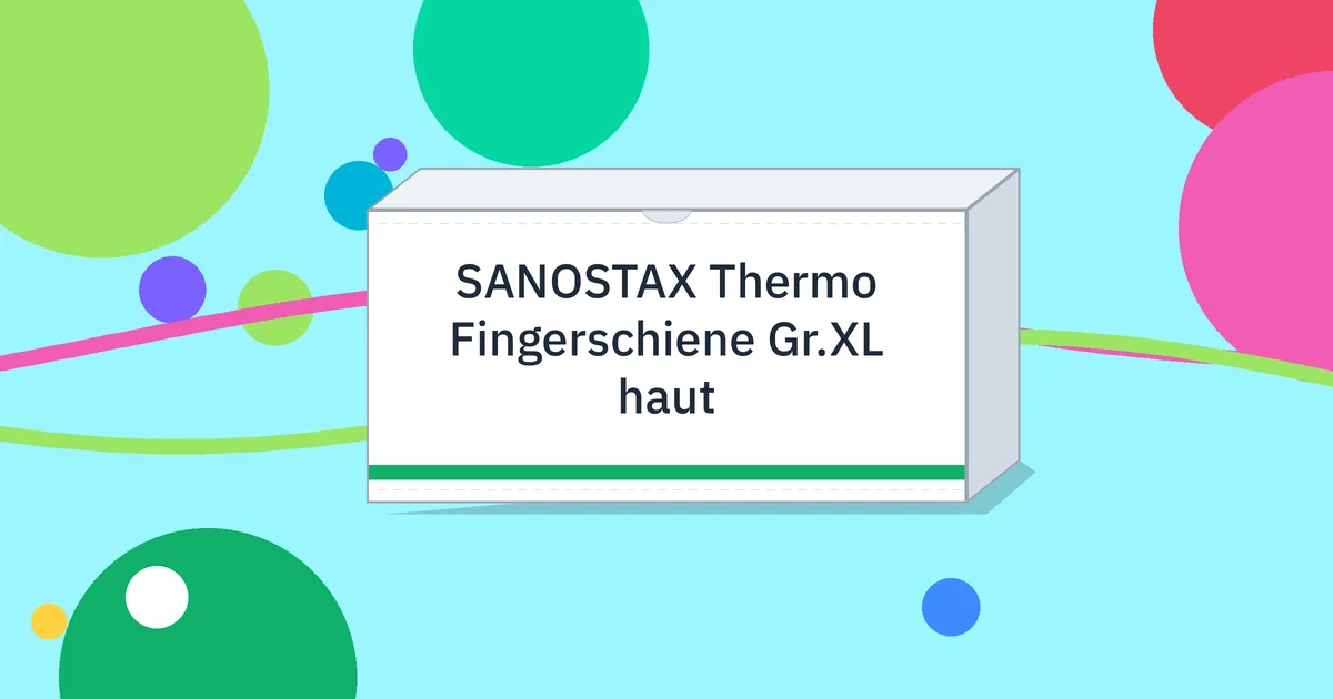 Symbolbild: Packung mit der Aufschrift SANOSTAX Thermo Fingerschiene Gr.XL haut (PZN 07142861) – Verfügbarkeit und Bezug in Apotheken in Frankfurt am Main