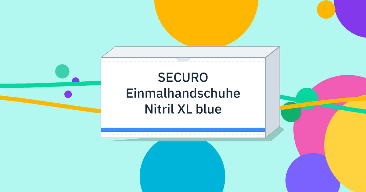 Symbolbild: Packung mit der Aufschrift SECURO Einmalhandschuhe Nitril XL blue (PZN 18822139) – Verfügbarkeit und Bezug in Apotheken in Frankfurt am Main