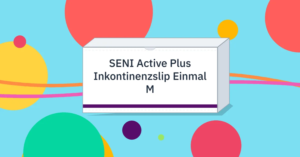 Symbolbild: Packung mit der Aufschrift SENI Active Plus Inkontinenzslip Einmal M (PZN 16327915) – Verfügbarkeit und Bezug in Apotheken in Frankfurt am Main