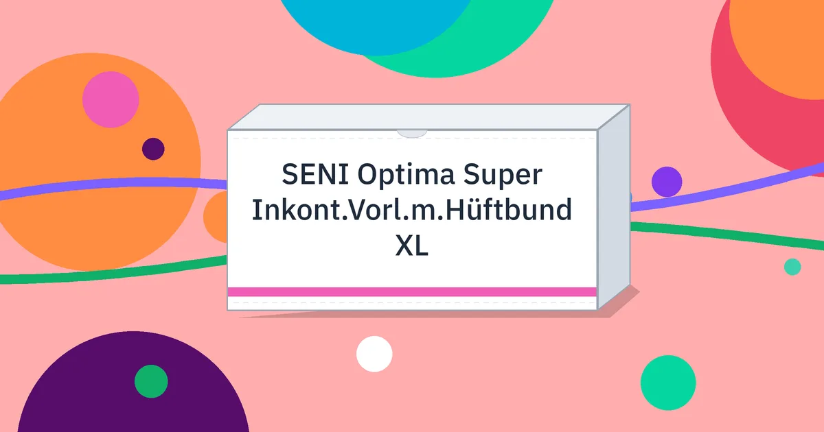Symbolbild: Packung mit der Aufschrift SENI Optima Super Inkont.Vorl.m.Hüftbund XL (PZN 18012624) – Verfügbarkeit und Bezug in Apotheken in Frankfurt am Main
