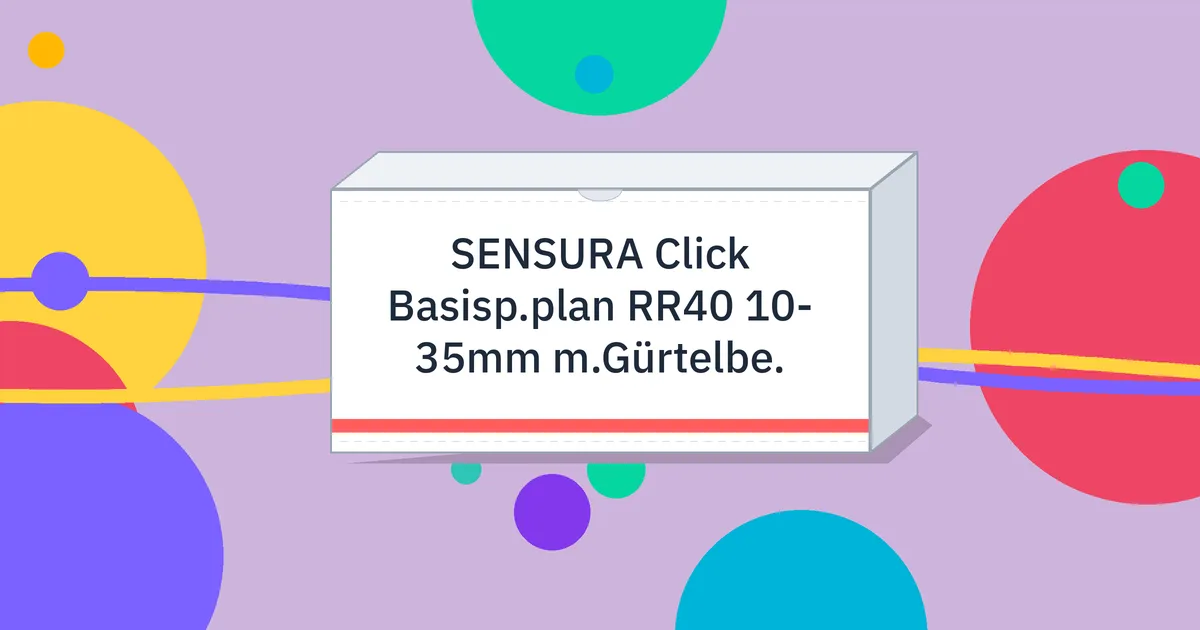 Symbolbild: Packung mit der Aufschrift SENSURA Click Basisp.plan RR40 10-35mm m.Gürtelbe. (PZN 12465359) – Verfügbarkeit und Bezug in Apotheken in Frankfurt am Main