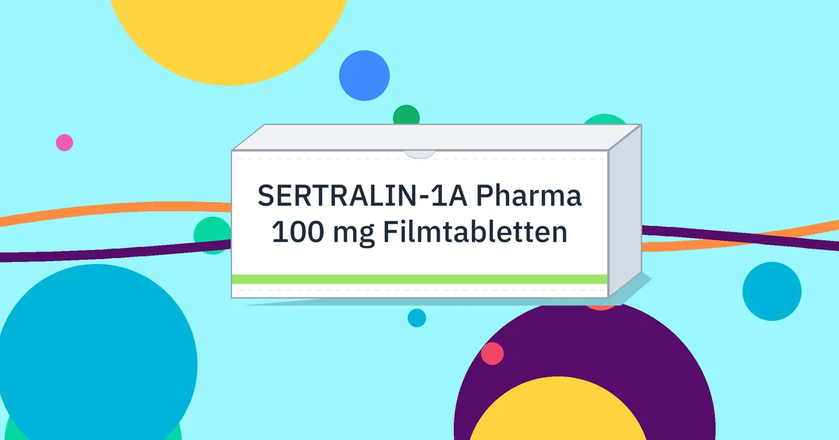 Symbolbild: Packung mit der Aufschrift SERTRALIN-1A Pharma 100 mg Filmtabletten (PZN 01807207) – Verfügbarkeit und Bezug in Apotheken in Frankfurt am Main