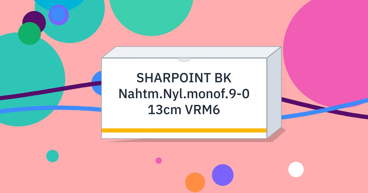 Symbolbild: Packung mit der Aufschrift SHARPOINT BK Nahtm.Nyl.monof.9-0 13cm VRM6 (PZN 17983596) – Verfügbarkeit und Bezug in Apotheken in Frankfurt am Main