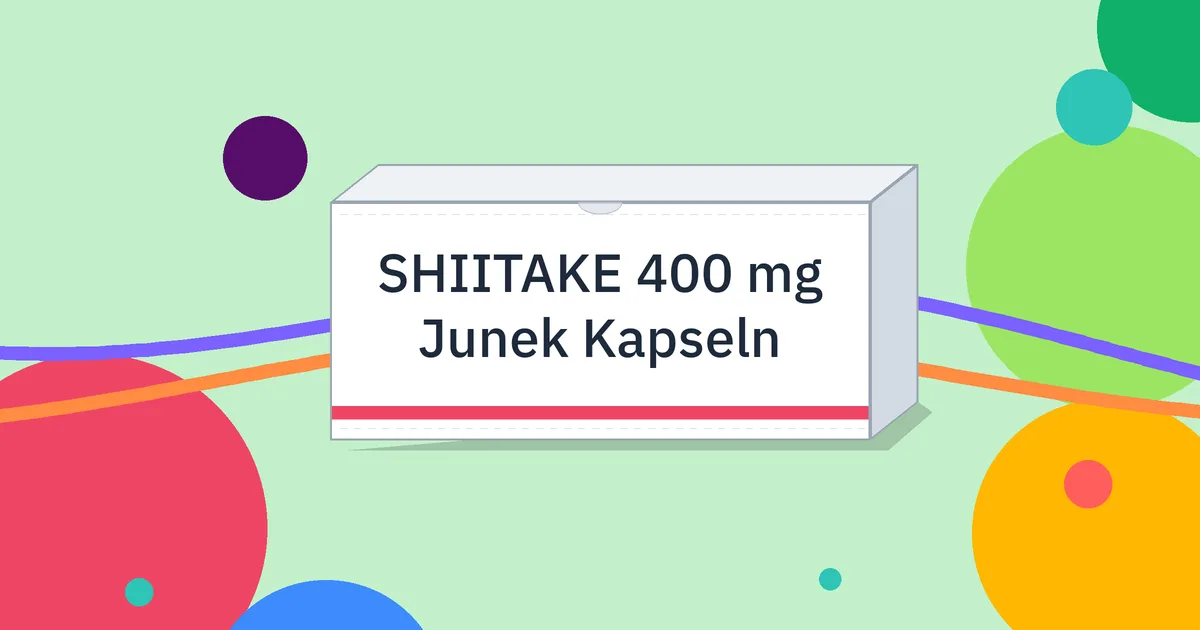 Symbolbild: Packung mit der Aufschrift SHIITAKE 400 mg Junek Kapseln (PZN 01107556) – Verfügbarkeit und Bezug in Apotheken in Frankfurt am Main