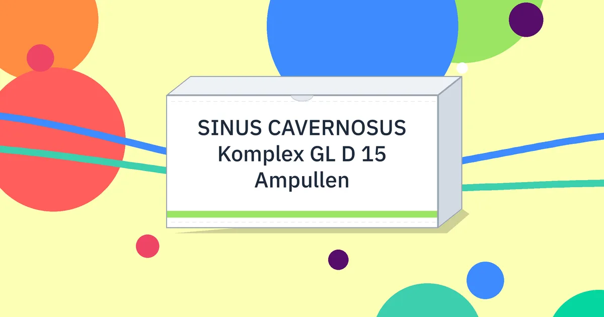 Symbolbild: Packung mit der Aufschrift SINUS CAVERNOSUS Komplex GL D 15 Ampullen (PZN 03657723) – Verfügbarkeit und Bezug in Apotheken in Frankfurt am Main