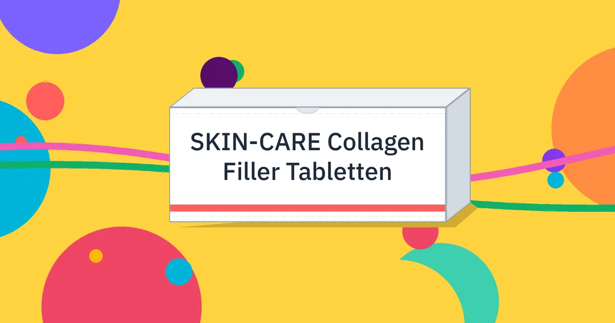 Symbolbild: Packung mit der Aufschrift SKIN-CARE Collagen Filler Tabletten (PZN 13914641) – Verfügbarkeit und Bezug in Apotheken in Frankfurt am Main