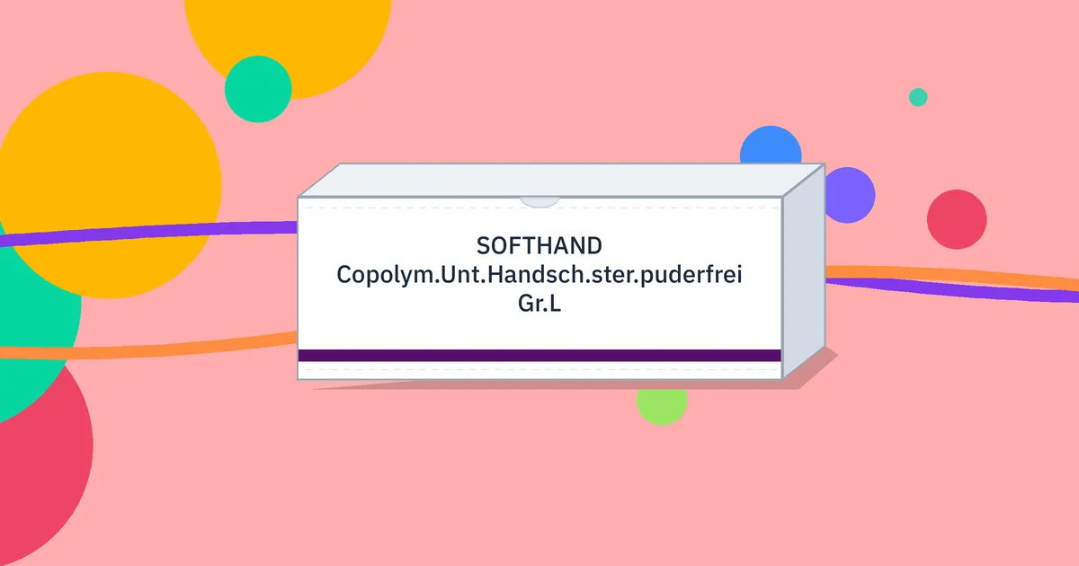 Symbolbild: Packung mit der Aufschrift SOFTHAND Copolym.Unt.Handsch.ster.puderfrei Gr.L (PZN 12376992) – Verfügbarkeit und Bezug in Apotheken in Frankfurt am Main