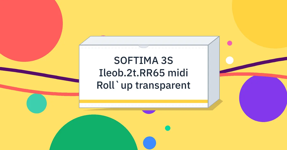 Symbolbild: Packung mit der Aufschrift SOFTIMA 3S Ileob.2t.RR65 midi Roll`up transparent (PZN 04763309) – Verfügbarkeit und Bezug in Apotheken in Frankfurt am Main