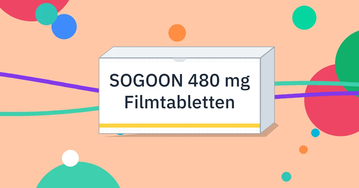 Symbolbild: Packung mit der Aufschrift SOGOON 480 mg Filmtabletten (PZN 00017851) – Verfügbarkeit und Bezug in Apotheken in Frankfurt am Main