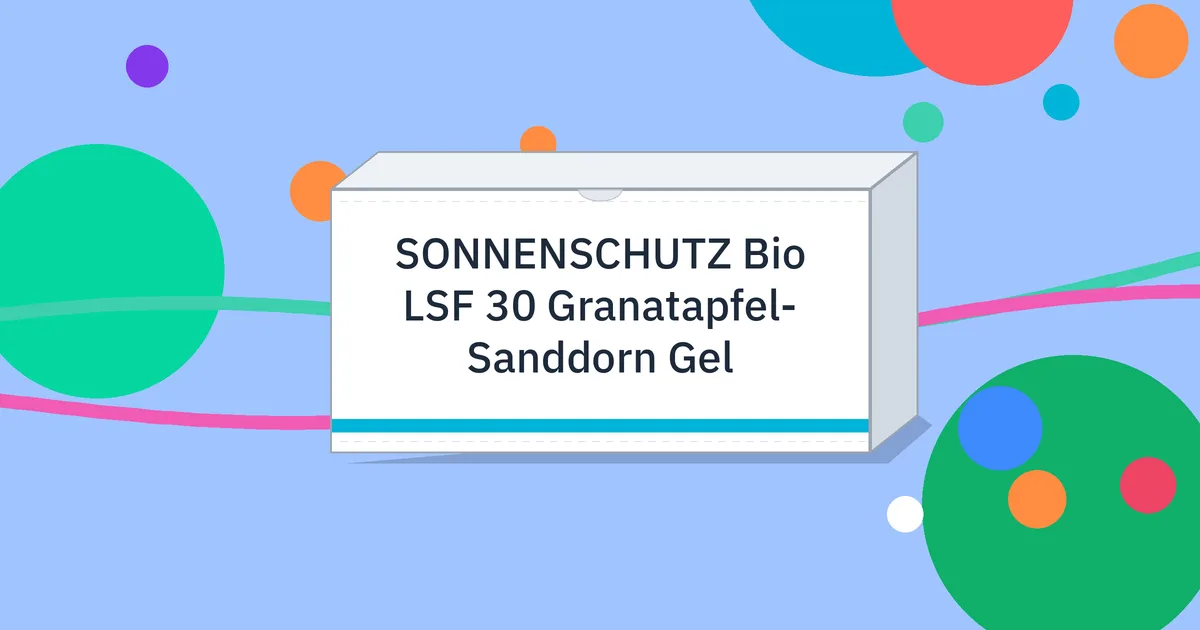 Symbolbild: Packung mit der Aufschrift SONNENSCHUTZ Bio LSF 30 Granatapfel-Sanddorn Gel (PZN 10994237) – Verfügbarkeit und Bezug in Apotheken in Frankfurt am Main