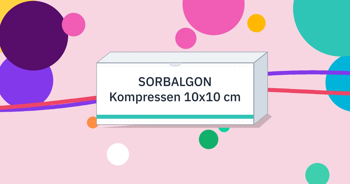 Symbolbild: Packung mit der Aufschrift SORBALGON Kompressen 10x10 cm (PZN 18127907) – Verfügbarkeit und Bezug in Apotheken in Frankfurt am Main