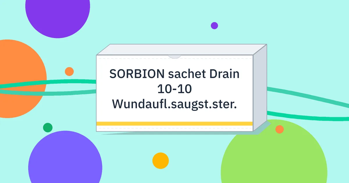 Symbolbild: Packung mit der Aufschrift SORBION sachet Drain 10-10 Wundaufl.saugst.ster. (PZN 06099100) – Verfügbarkeit und Bezug in Apotheken in Frankfurt am Main