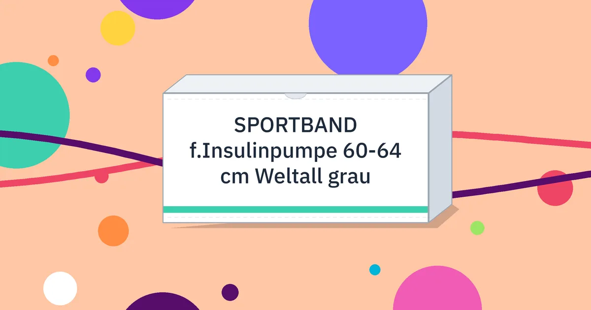 Symbolbild: Packung mit der Aufschrift SPORTBAND f.Insulinpumpe 60-64 cm Weltall grau (PZN 13915758) – Verfügbarkeit und Bezug in Apotheken in Frankfurt am Main