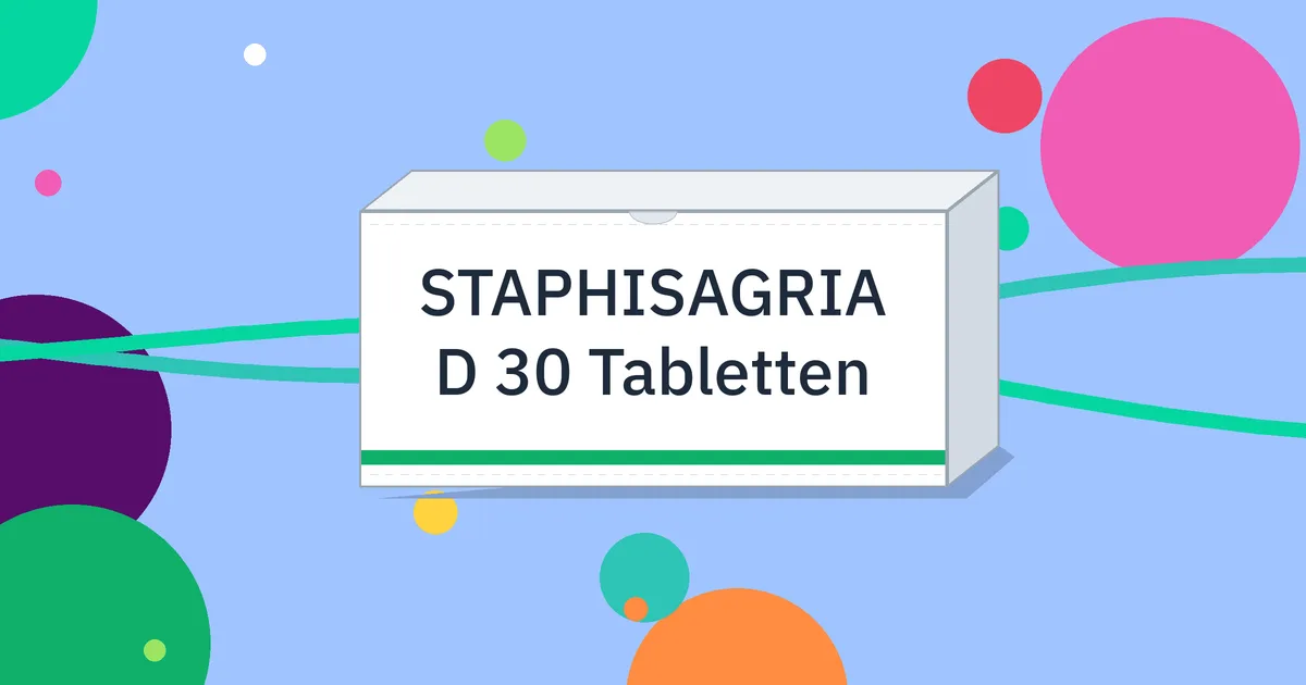 Symbolbild: Packung mit der Aufschrift STAPHISAGRIA D 30 Tabletten (PZN 02106487) – Verfügbarkeit und Bezug in Apotheken in Frankfurt am Main