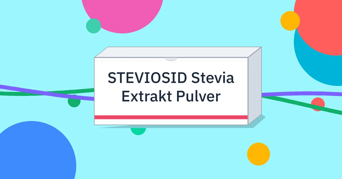 Symbolbild: Packung mit der Aufschrift STEVIOSID Stevia Extrakt Pulver (PZN 08811301) – Verfügbarkeit und Bezug in Apotheken in Frankfurt am Main
