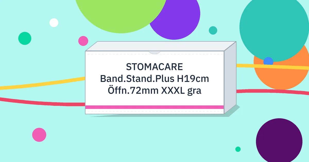 Symbolbild: Packung mit der Aufschrift STOMACARE Band.Stand.Plus H19cm Öffn.72mm XXXL gra (PZN 16750660) – Verfügbarkeit und Bezug in Apotheken in Frankfurt am Main